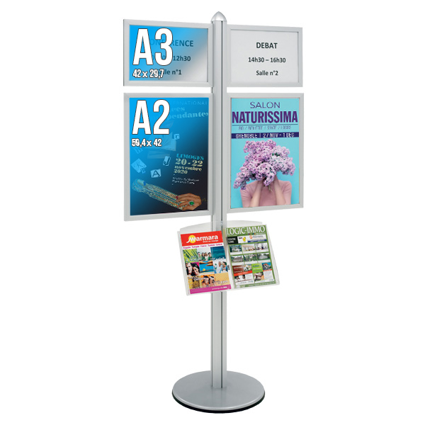 Présentoir Info-Displays® double-faces H 192 cm sur pied - TORENCO